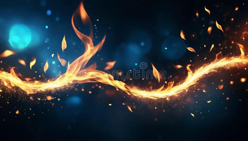 Dynamic Flame Stream Against a Dark Background Stock Illustration ...