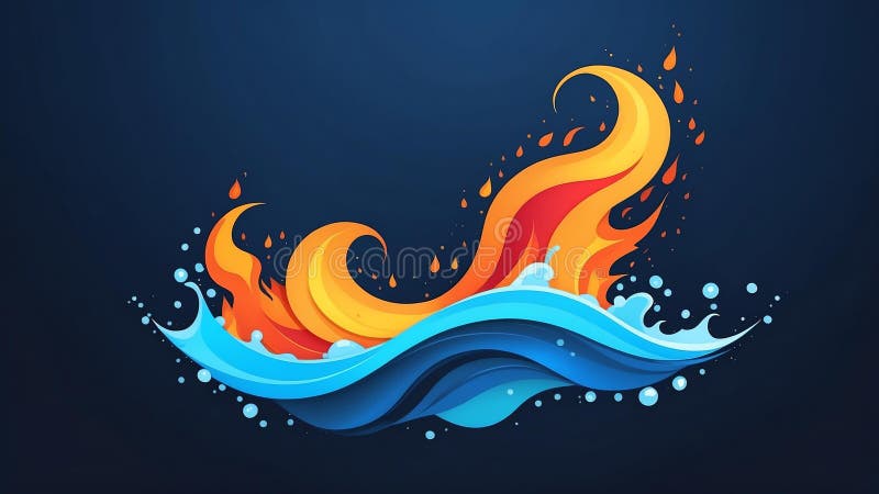 Dynamic Flame and Water Element Fluid on Blue Ba Ai Generated Stock ...
