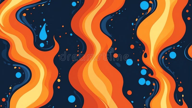 Dynamic Flame and Water Element Fluid on Orange Ai Generated Stock ...