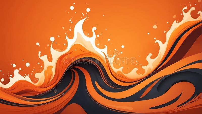 Dynamic Flame and Water Element Fluid on Orange Ai Generated Stock ...