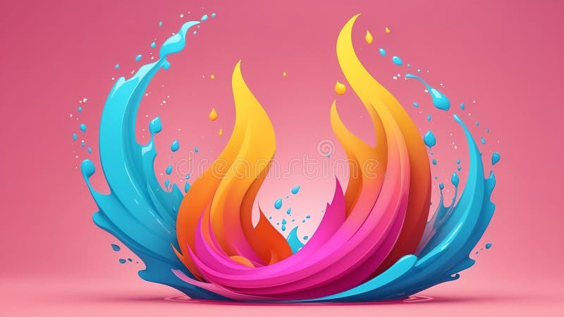 Dynamic Flame and Water Element Fluid on Pink Ba Ai Generated Stock ...