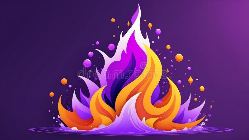 Dynamic Flame and Water Element Fluid on Purple Ai Generated Stock ...