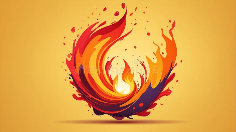 Dynamic Flame and Water Element Fluid on Yellow Ai Generated Stock ...