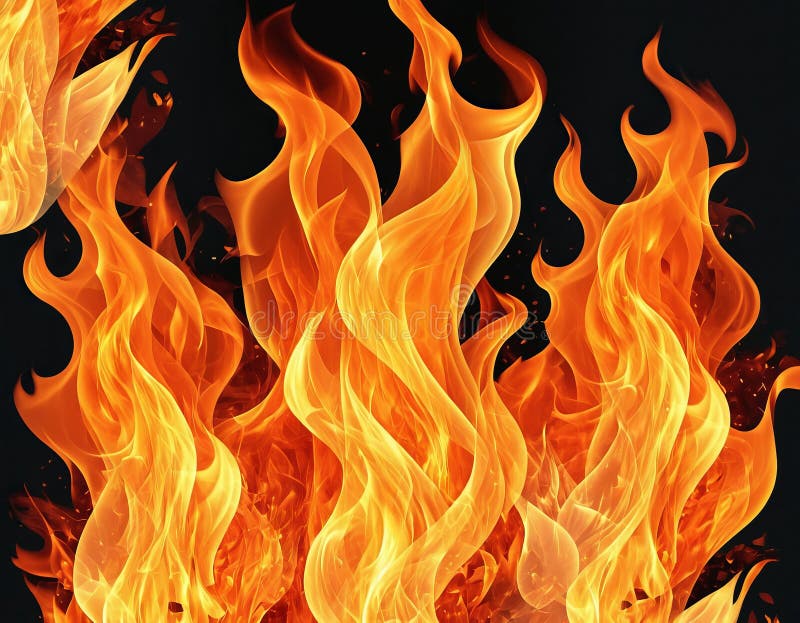 Dynamic Flames on Black Background: Heat, Texture, and Energy in Motion ...