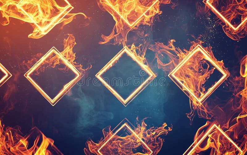 Dynamic Flames Engulfing Geometric Shapes Create a Vibrant Visual ...