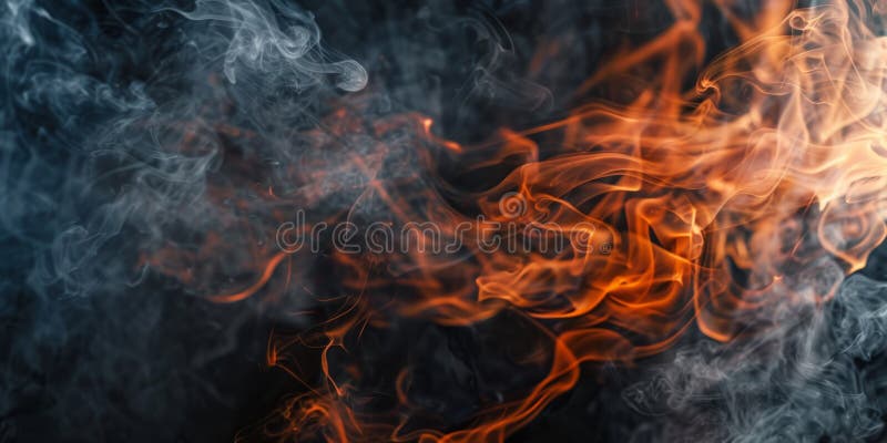 Dynamic Flames and Smoke Abstract Background with Energetic and ...