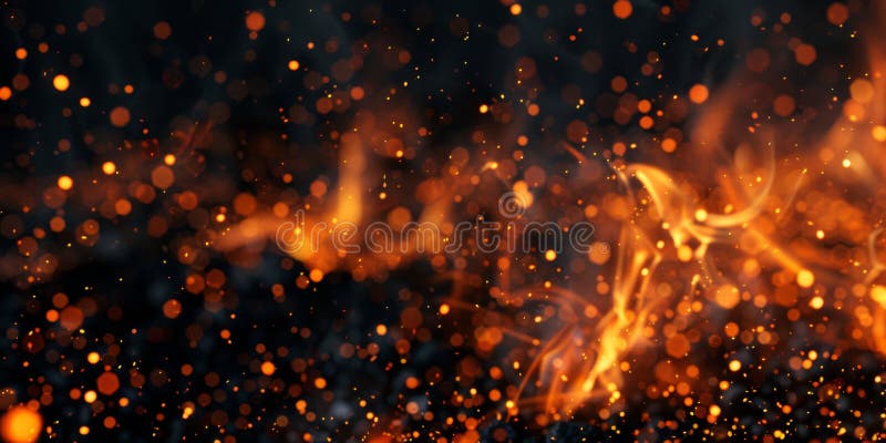 Dynamic Flames and Sparks on a Striking Dark Background for a Visual ...