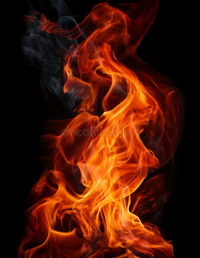 Dynamic Flames Twisting and Flowing Against a Black Background Creating ...