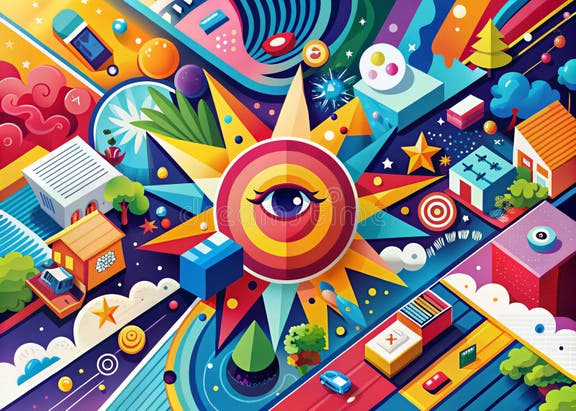 Dynamic Flat Design Backgrounds Exploring TopDown Cartoon Illustration ...