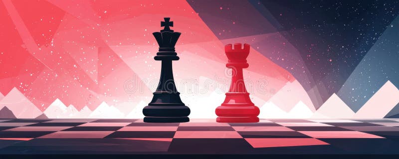 Vibrant Illustration of Chess King and Knight in Strategic Battle Stock ...