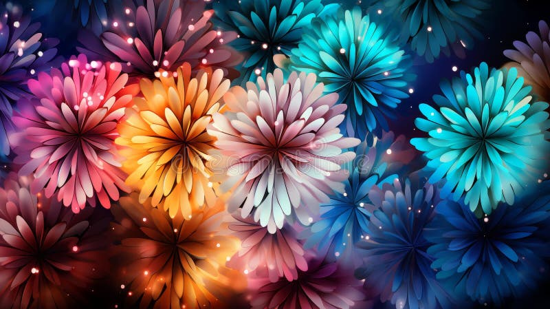 A Dynamic Flat Illustration of a Vibrant Firework Texture, Bursting ...