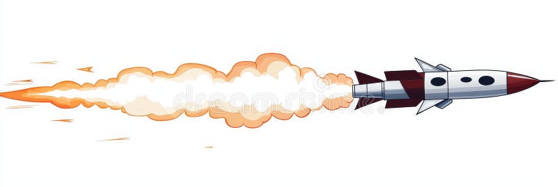 Dynamic Flight Animation Effect of a Rocket in Motion with Fire Fumes ...