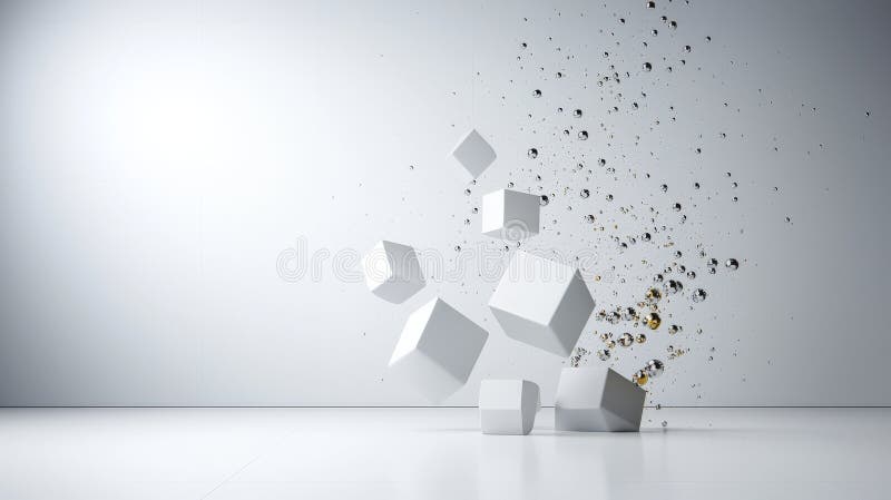 Dynamic Floating Geometry Abstract Art Minimalist Studio Setting Digital Artwork Modern ...