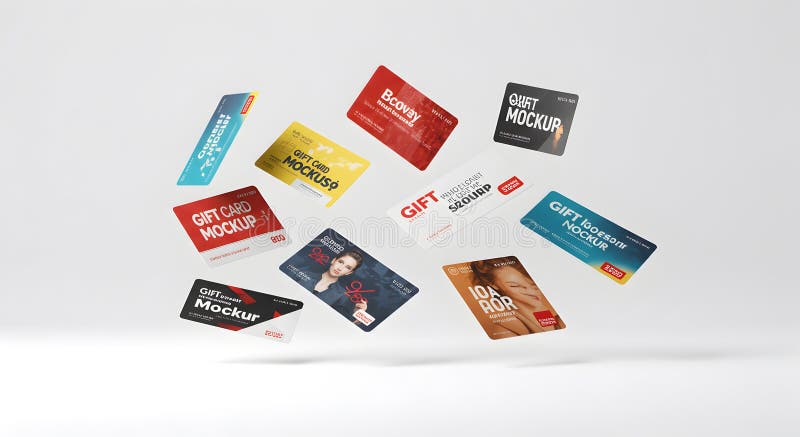 Dynamic Floating Gift Card Mockups Showcasing Versatile Design ...