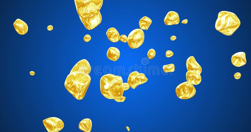 Dynamic Floating Gold Particles on Blue Background Video 4k Rendered ...
