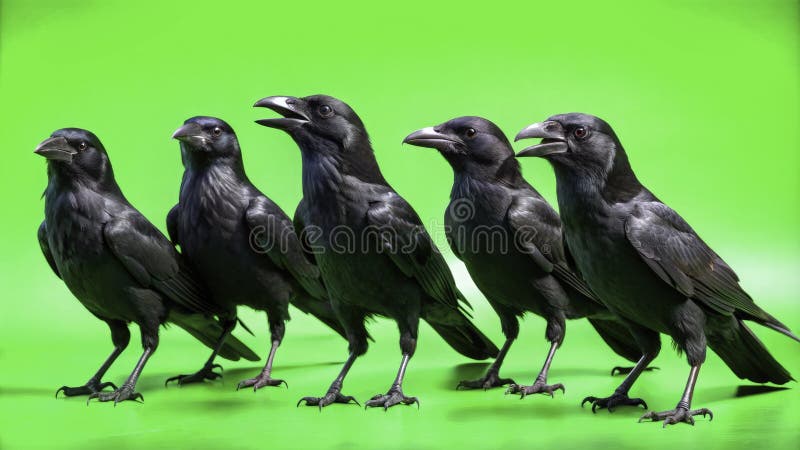 Dynamic Flock of 7 Crows on Green Screen: Versatile Visual Effects ...
