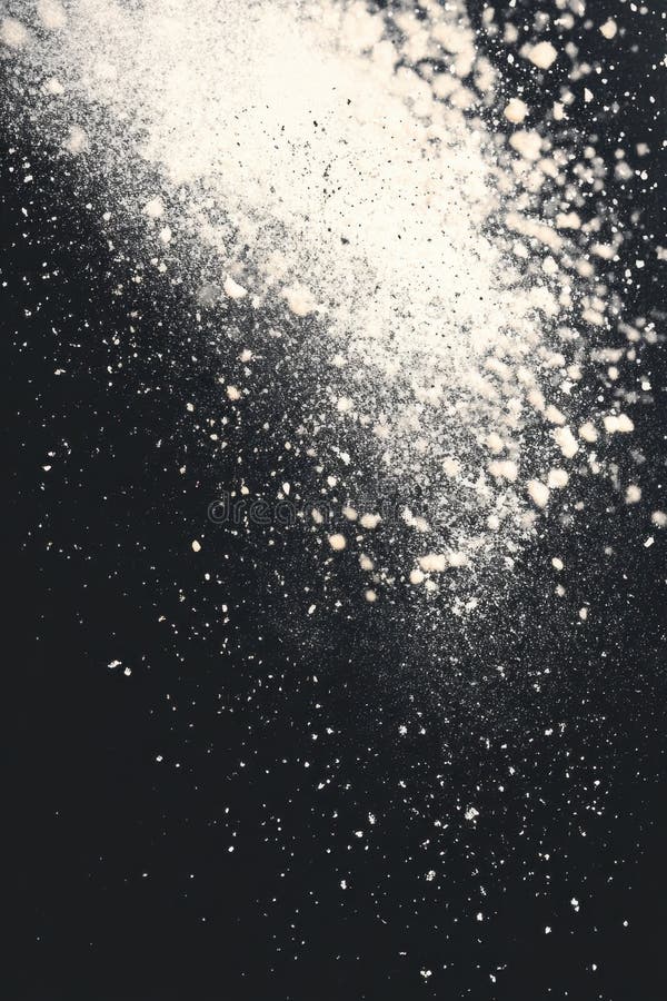 Dynamic Flour Explosion with Black Background for Kitchen Art and Food ...