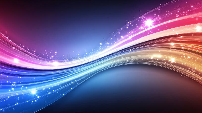 Dynamic Flow Abstract Background Colorful Wavy Lines and Sparkling Particles 3D Render Stock ...