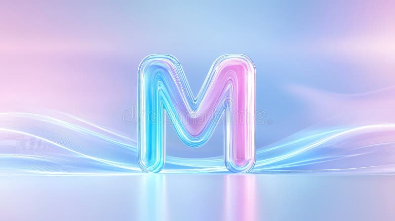 Dynamic Flow of Blue and Pink Waves, Abstract Letter M Design Stock ...