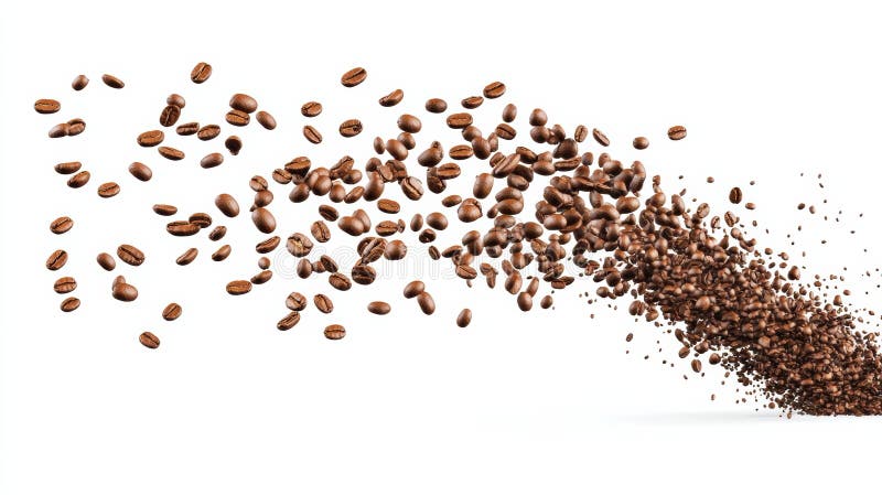 Dynamic Flow of Coffee Beans Against a White Background Stock ...