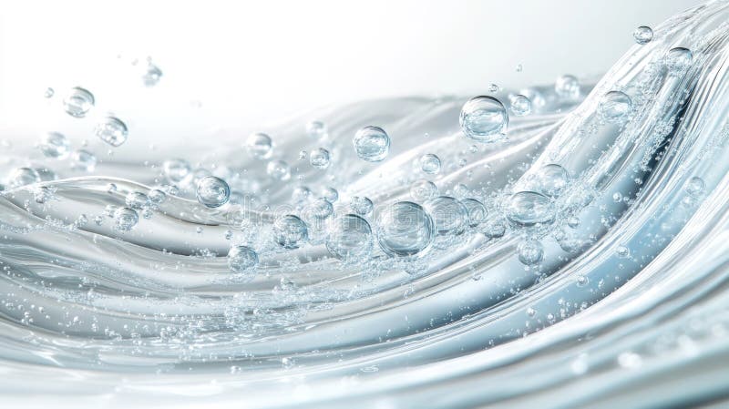 Dynamic Flow of Crystal-clear Water with Bubbles in Motion Stock Photo ...
