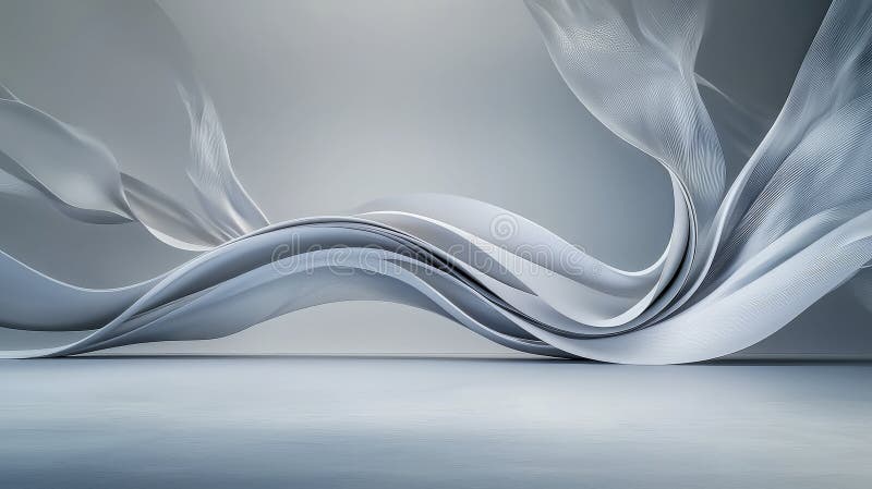 Dynamic Flow of Curved Textiles in a Minimalist Space Abstract Art ...