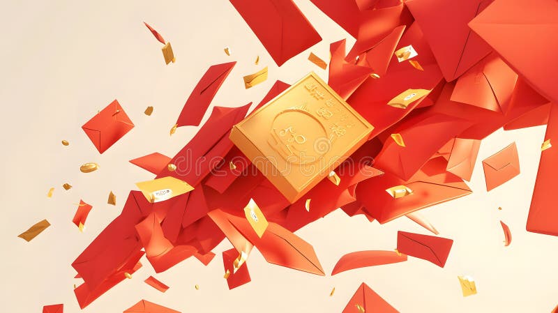 Dynamic Flow of Golden Box among Flying Red Envelopes and Confetti ...