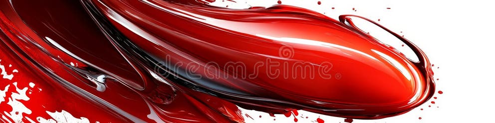Dynamic Flow of Liquid Red Paint with Smooth Edges on a White ...