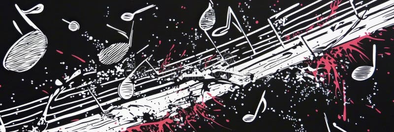 Dynamic Flow of Music Notes and Splashes on Sheet Stock Illustration ...