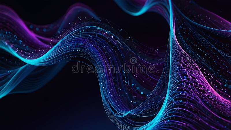 Dynamic Flow of Neon Light Trails and Particles Stock Illustration ...