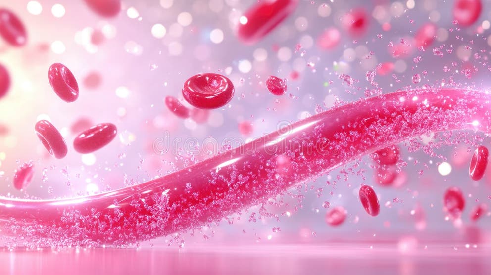 Dynamic Flow of Red Blood Cells in Vivid Plasma Environment Stock Image ...