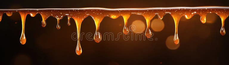 Dynamic Flow, Viscous Orange Liquid Dripping Against a Dark Backdrop ...