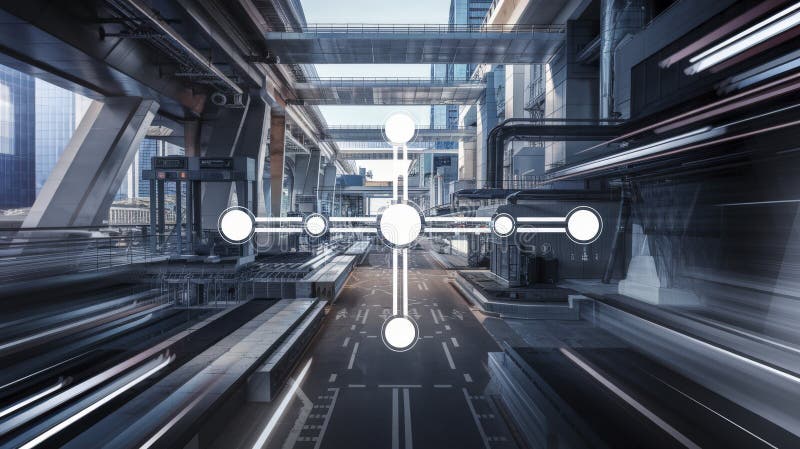 Dynamic Flowchart-inspired System Design Urban Environment Digital Art ...
