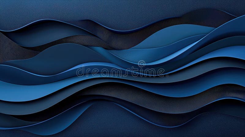 Dynamic Flowing Blue Wave Pattern on Dark Blue Background Abstract ...