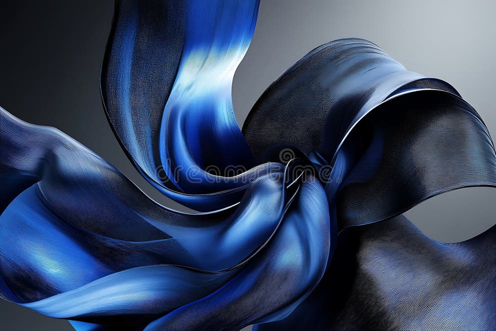 Dynamic Flowing Shapes in Deep Blue Tones Create a Visually Striking ...