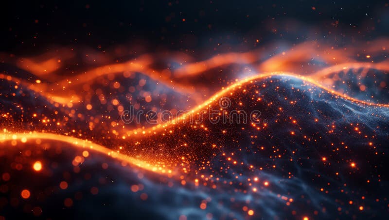 Dynamic Flowing Waves with Glowing Particles, Mesmerizing Art, Vibrant ...