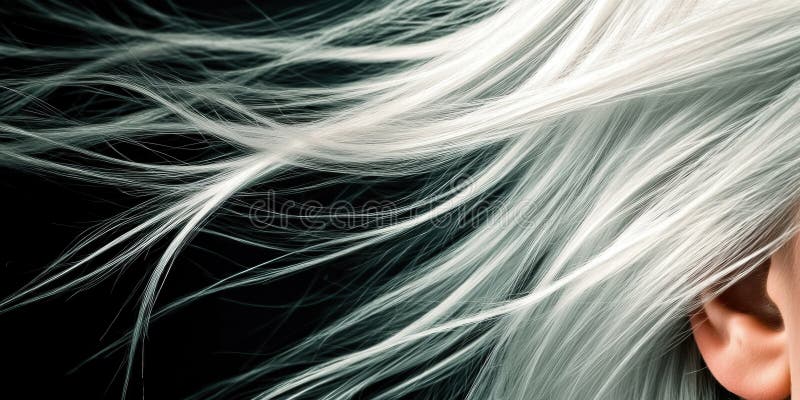 Dynamic Flowing White Hair Against Dark Background Stock Photos - Free ...