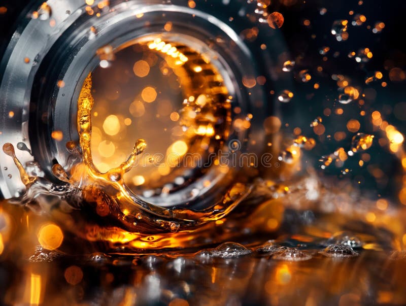 Dynamic Fluid Splash with Mechanical Component Stock Image - Image of ...