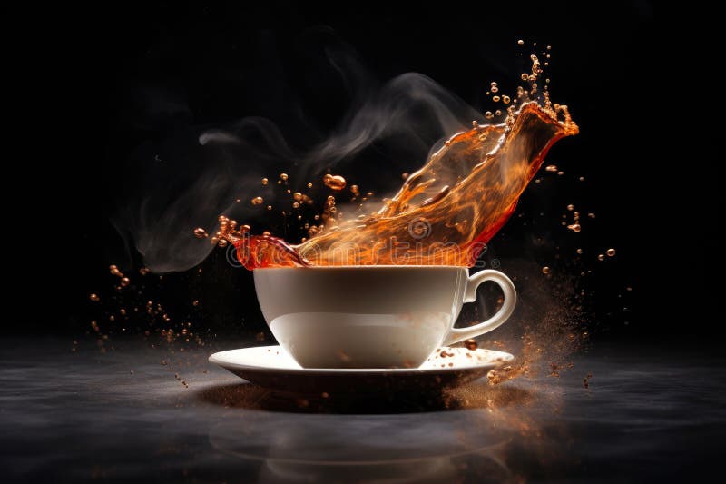 Dynamic Flying Coffee Splash Scene. Stock Illustration - Illustration ...