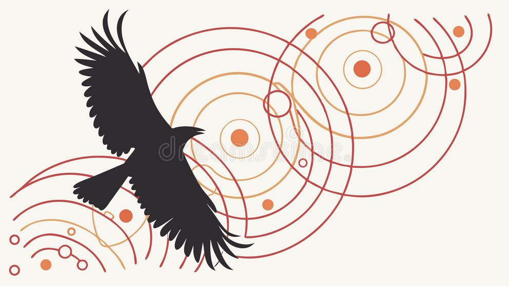 Dynamic Flying Crow with Abstract Swirl Patterns, Vector Design ...
