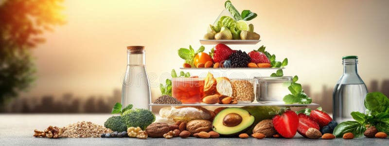 Dynamic Food Pyramid Emphasizing Energy and Well-being with Fresh ...