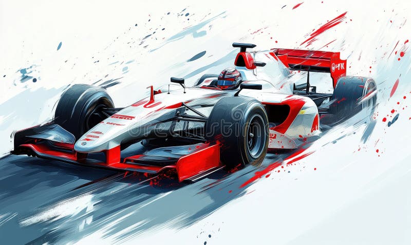 Dynamic Formula 1 Racing Car in Motion with Abstract Art Style Stock ...
