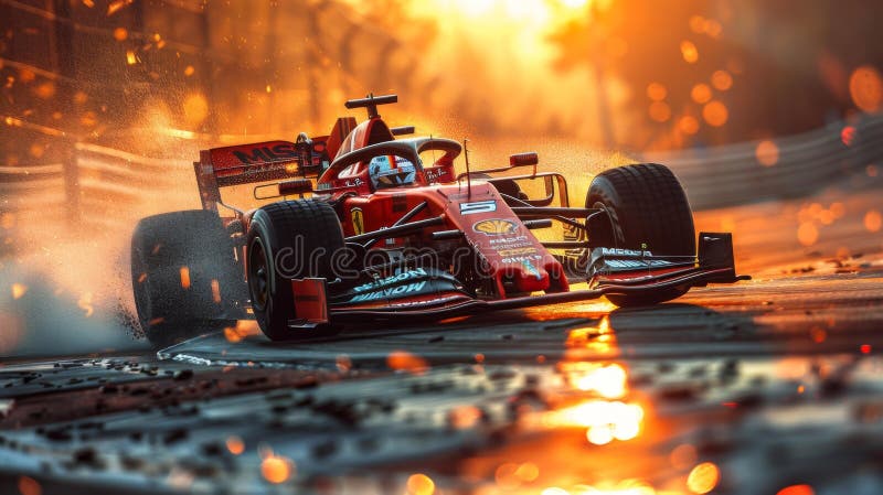Dynamic Formula 1 Racing Car at Sunset, Generative AI Stock Image ...