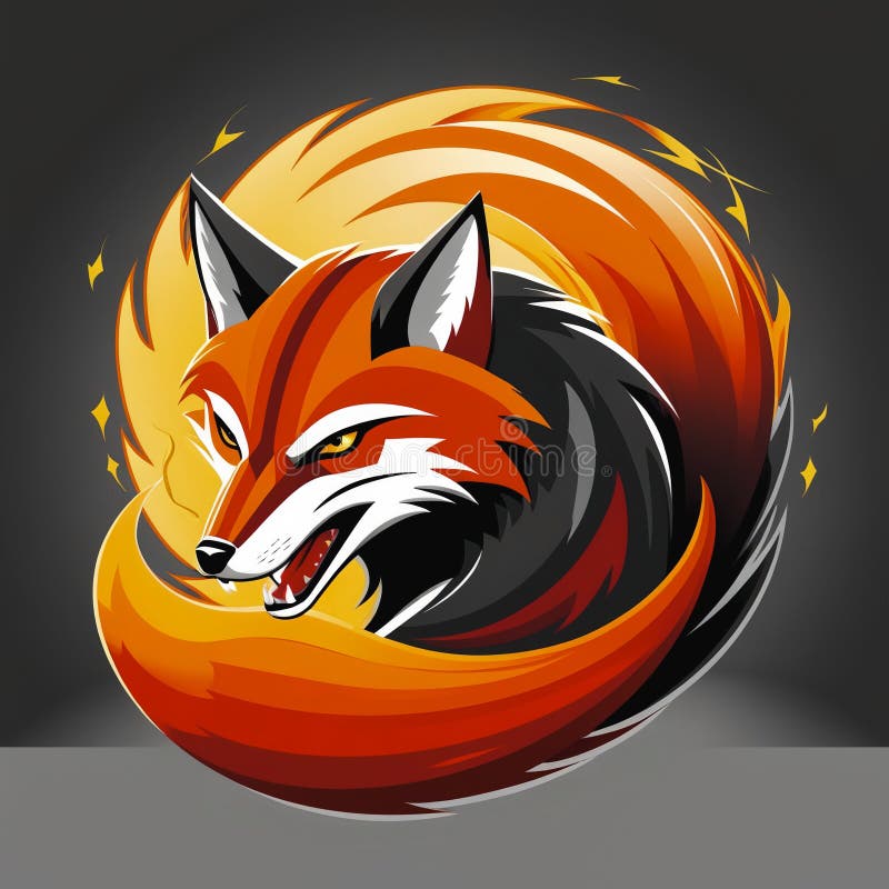 Dynamic Fox Logo with Fiery Tail in Modern Design Stock Illustration ...