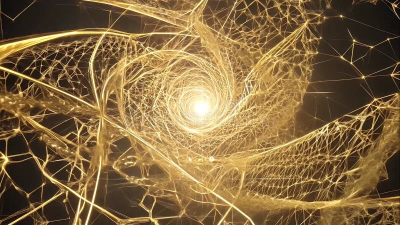 Dynamic Fractal Animation Featuring Golden Branching Patterns Spreading ...