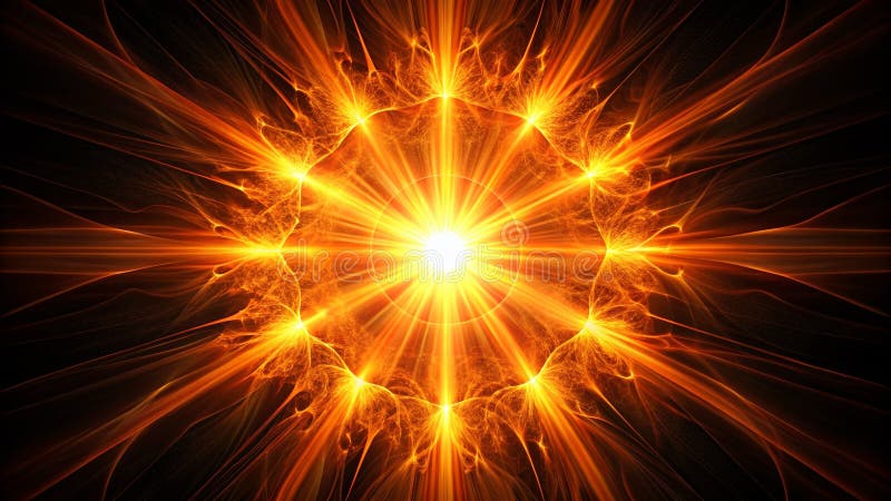 Dynamic Fractal Burst Vibrant Orange Energy Rays Explode in a Stunning ...
