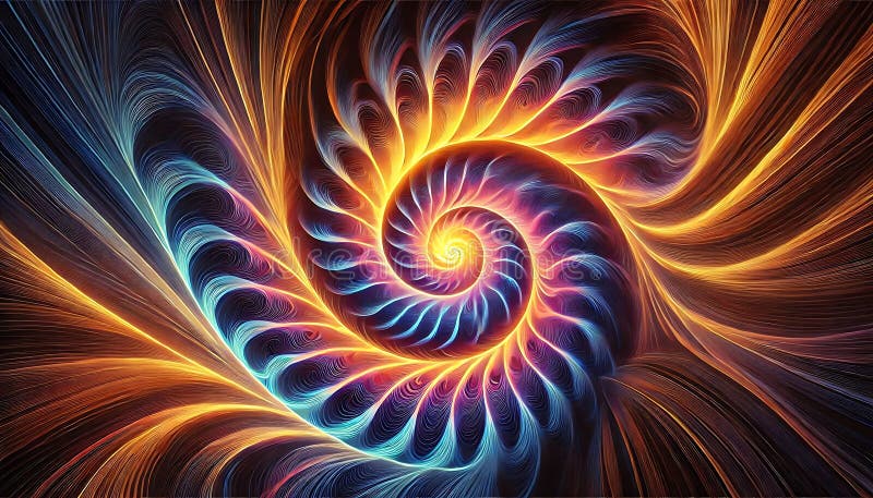 Dynamic Fractal Patterns in Neon Gradients, Spiraling Endlessly into a ...