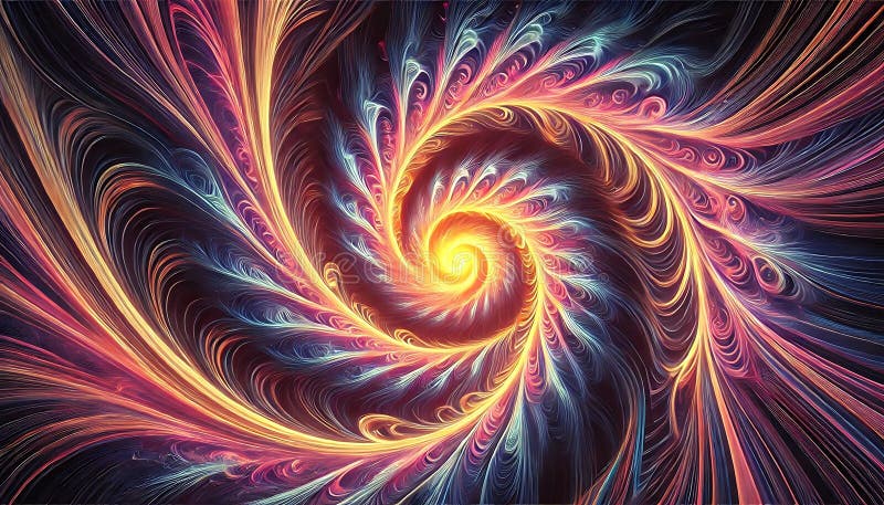 Dynamic Fractal Patterns in Neon Gradients, Spiraling Endlessly into a ...