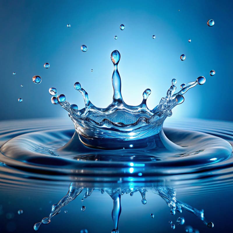 Dynamic Freeze-Motion of Water Splash on a Light Blue Background Stock ...