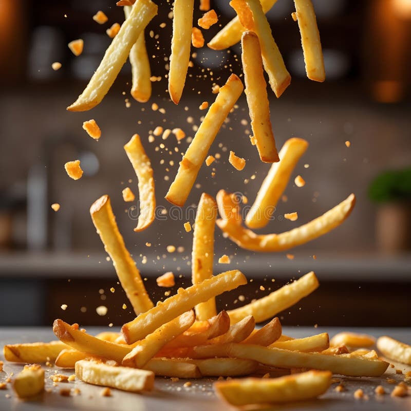 Dynamic French Fry Toss Captured with Sharp Stock Illustration ...